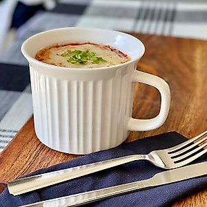 CorningWare 2-Pack 20oz Ceramic Meal Mugs with BPA-Free Vented Lids, French White