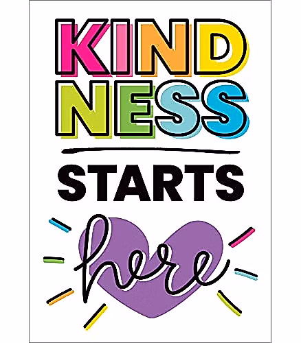 Carson Dellosa Kind Vibes Kindness Starts Here Poster—Inspirational Wall Art, Educational Poster for Bulletin Board, Office, Homeschool, Classroom Decor (13.37" x 19")