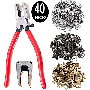 Qovydx 40PCS Key Fob Hardware Set, 39PCS 1 Inch Keychain Hardware with 1PCS Key Fob Pliers for Wristlet Keychain, Key Lanyard and Key Chain Making Hardware Supplies
