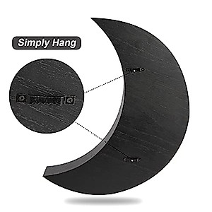 XBELMBER Crescent Moon Shelf, Wooden Moon Shelf for Crystals， Essential Oil Shelf- Wall Decor for Bedroom, Dorm, Living Room, Nursery （Black）