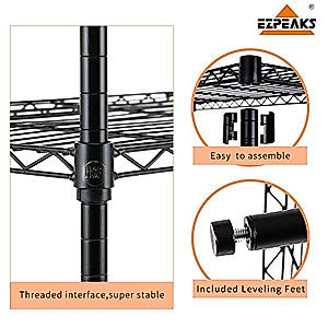 EZPEAKS 4-Shelf Shelving Unit with Shelf Liners Set of 4, Adjustable Rack Unit, Steel Wire Shelves, Shelving Units and Storage Rack for Office Kitchen and Garage (35.5W X 15.8D X 54H)