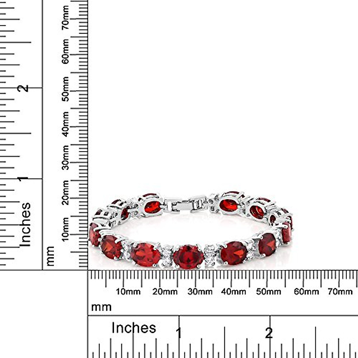 Gem Stone King 40.00 Cttw Red Color Cubic Zirconias CZ Tennis Bracelet for Women | 7 Inch