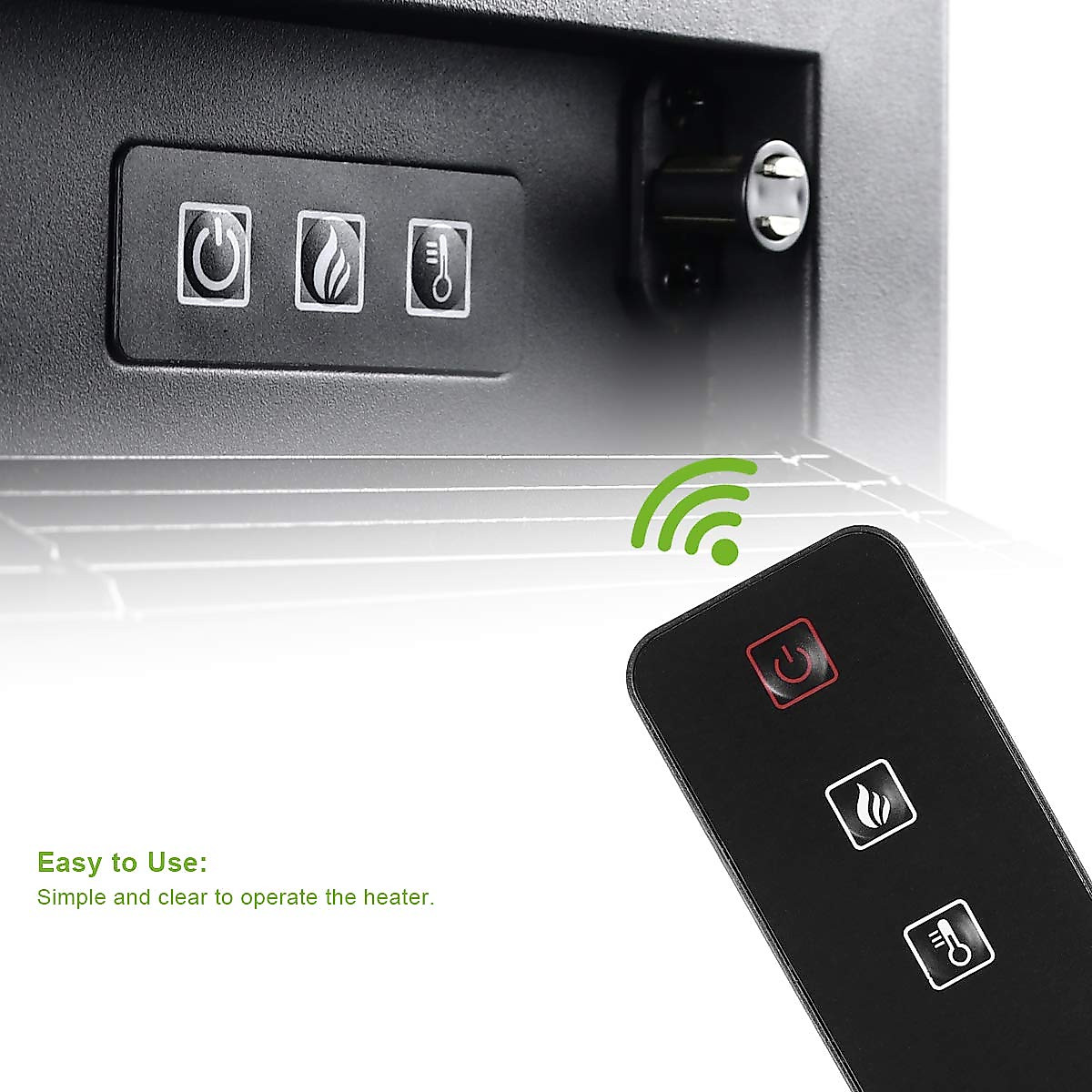 Geniqua 23" Freestanding Wall Mounted Electric Fireplace Insert Heater 1400W Log LED Flame Remote Adjustable Heat Recessed Stove Indoor Warm