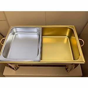 HONHPD Golden Chafing Dish Buffet Set, 9 QT Stainless Steel Food Warmer - 9 Liters Buffet Servers with Fuel Holder & Water Pan - Chafer Set for Banquet Parties Even Catering Wedding