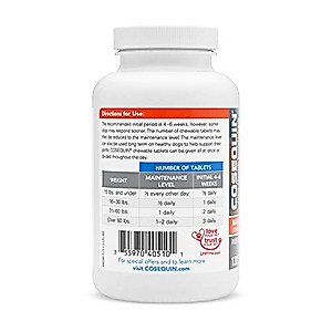 Nutramax Cosequin Maximum Strength Joint Health Supplement for Dogs - With Glucosamine, Chondroitin, and MSM, 132 Chewable Tablets