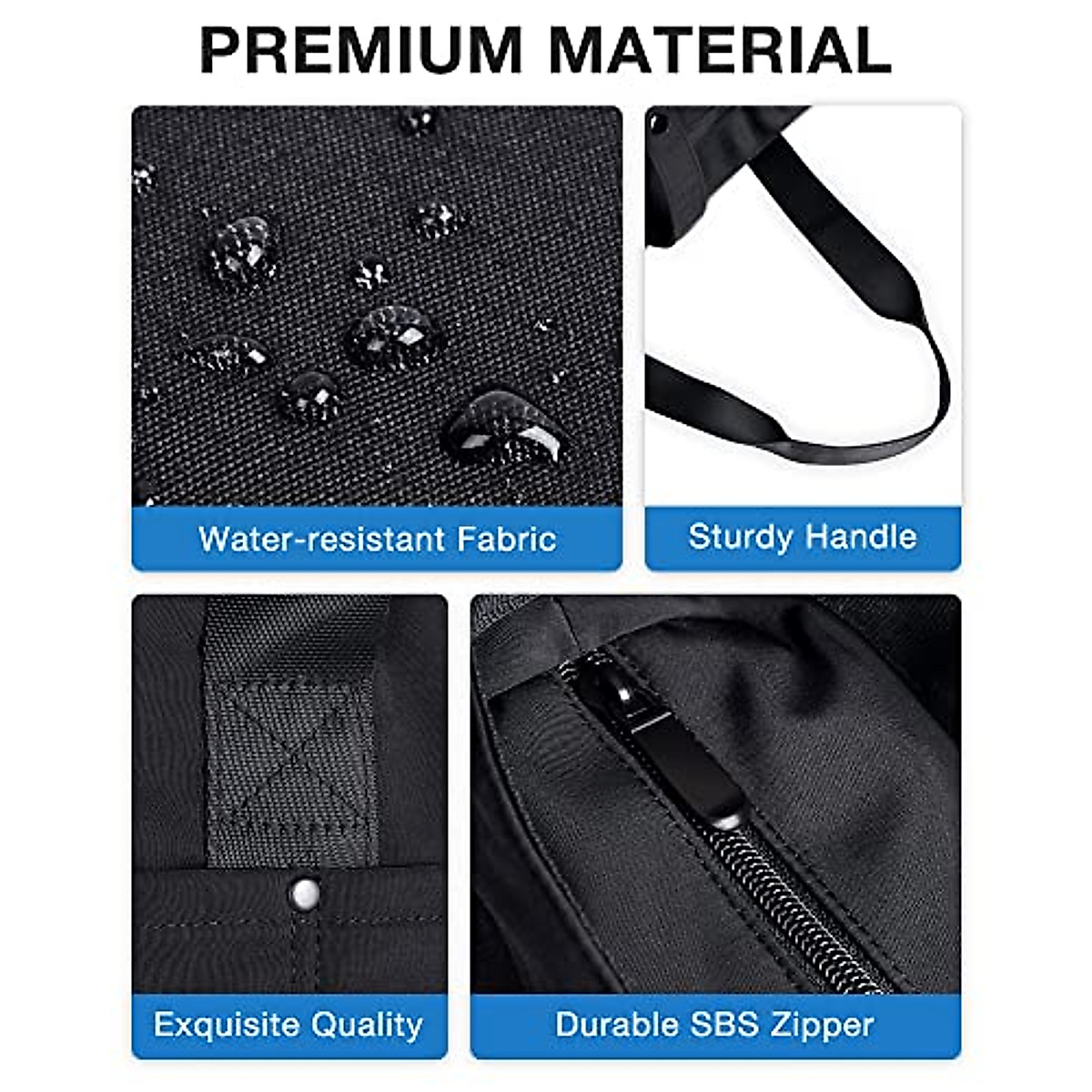 BAGSMART Tote Bag for Women, Foldable Tote Bag With Zipper Large Shoulder Bag Top Handle Handbag for Travel, Work, Shopping, Gym, School, Black