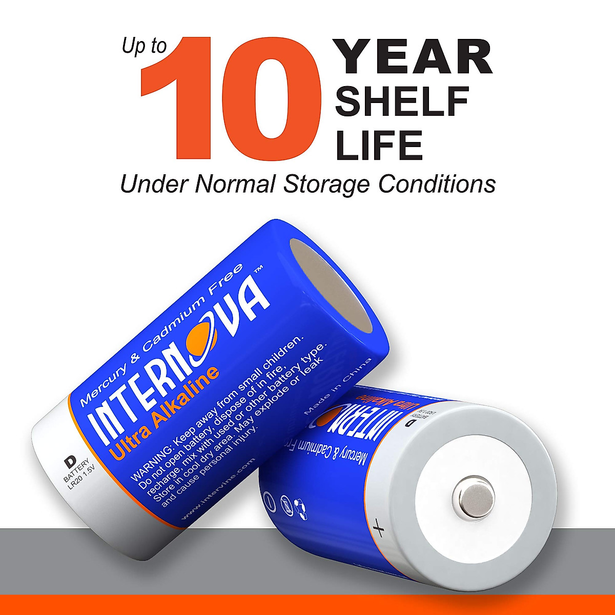 INTERNOVA® Alkaline D Cell Batteries, LR20 1.5V Cell High Performance, Easy to Open 6 Count Pack