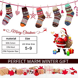 Airabc Wool Socks for Women, 5 Pairs Winter Socks for Women, Warm Socks for Women, Thermal Socks for Women for Women Gift Socks Women