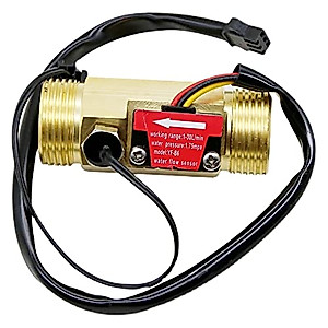MANGAO 1/2" 3/4" Water Flow Sensor Brass External Thread1.75MPa Sensor Pulse Turbine Flowmeter DC5~18V with Temperature Detection (Size : 3/4")