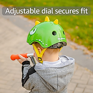 RoyalBaby Kids Bike Helmet Toddler to Youth Sizes for Boys Girls Dinosaur Helmet Green Dino Helmets for Multi-Sport