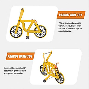 balacoo Bird Toys Parrot Training Playthings Mini Bicycle Bike Funny Bird Intelligence Toy Supplies for Parakeet Macaws Conures Yellow 15. 5x10x12. 5cm Conure Toys