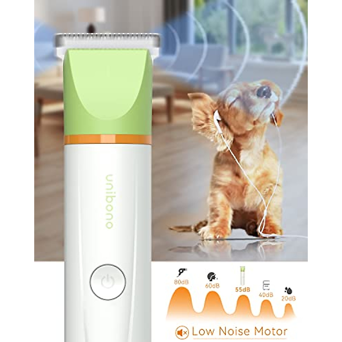 unibono Dog Cat Grooming Kit, All-in-One Low Small Noise Paw Trimmer Electric Puppy Hair Clippers Rechargeable Cordless IPx7 Waterproof Claw Trimmer Shaver Nail Grinder for Small to Medium Pet