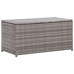 Large Poly Rattan Deck Box Outdoor Storage Boxes for Patio Furniture, Outdoor Cushions, Garden Tools and Pool Supplies-Waterproof,39.4"x19.7"x19.7" Gray