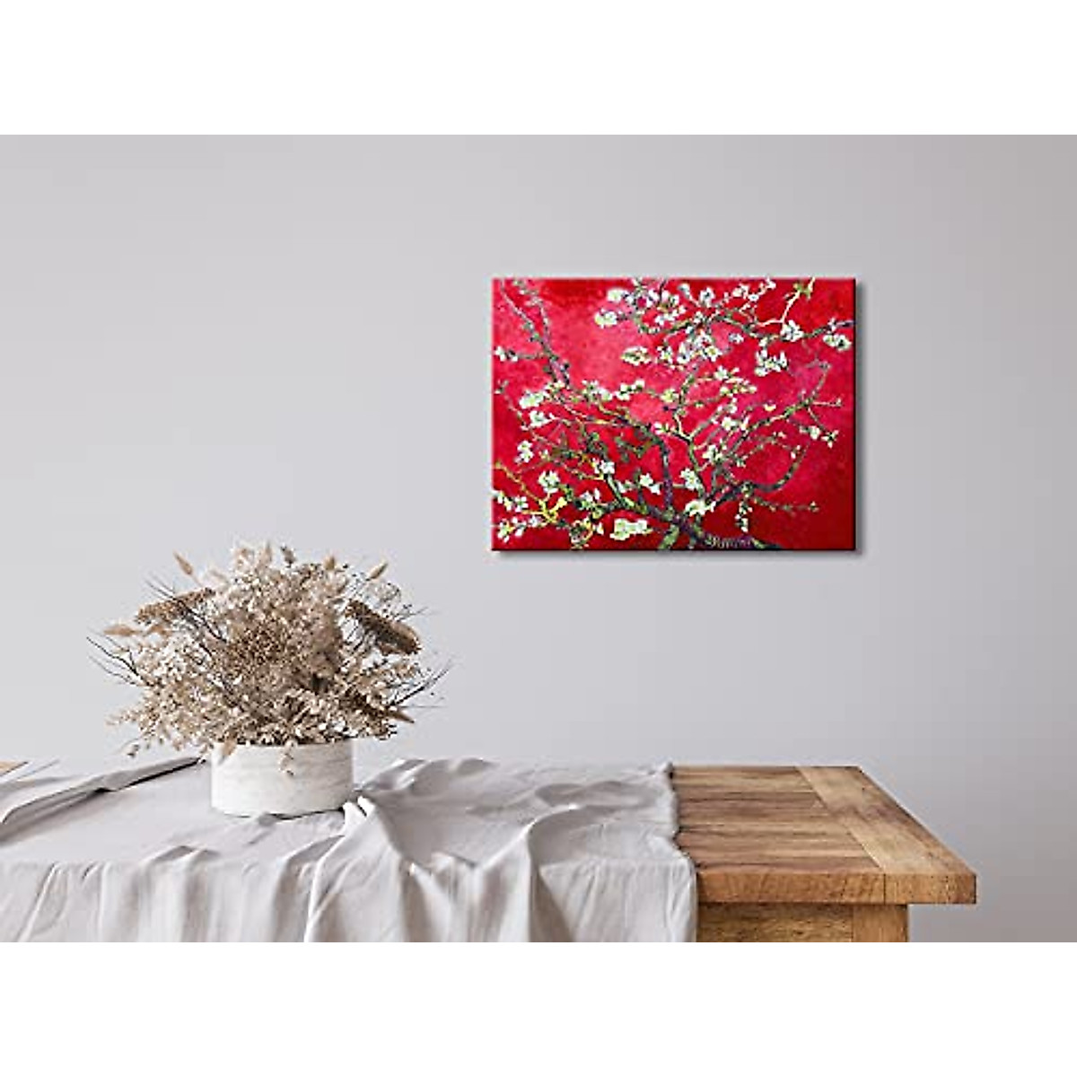Wieco Art Red Almond Blossom Tree Vincent Van Gogh Paintings Reproduction Canvas Prints Wall Art for Home Decor and Wall Decor Classical Flowers Pictures Artwork