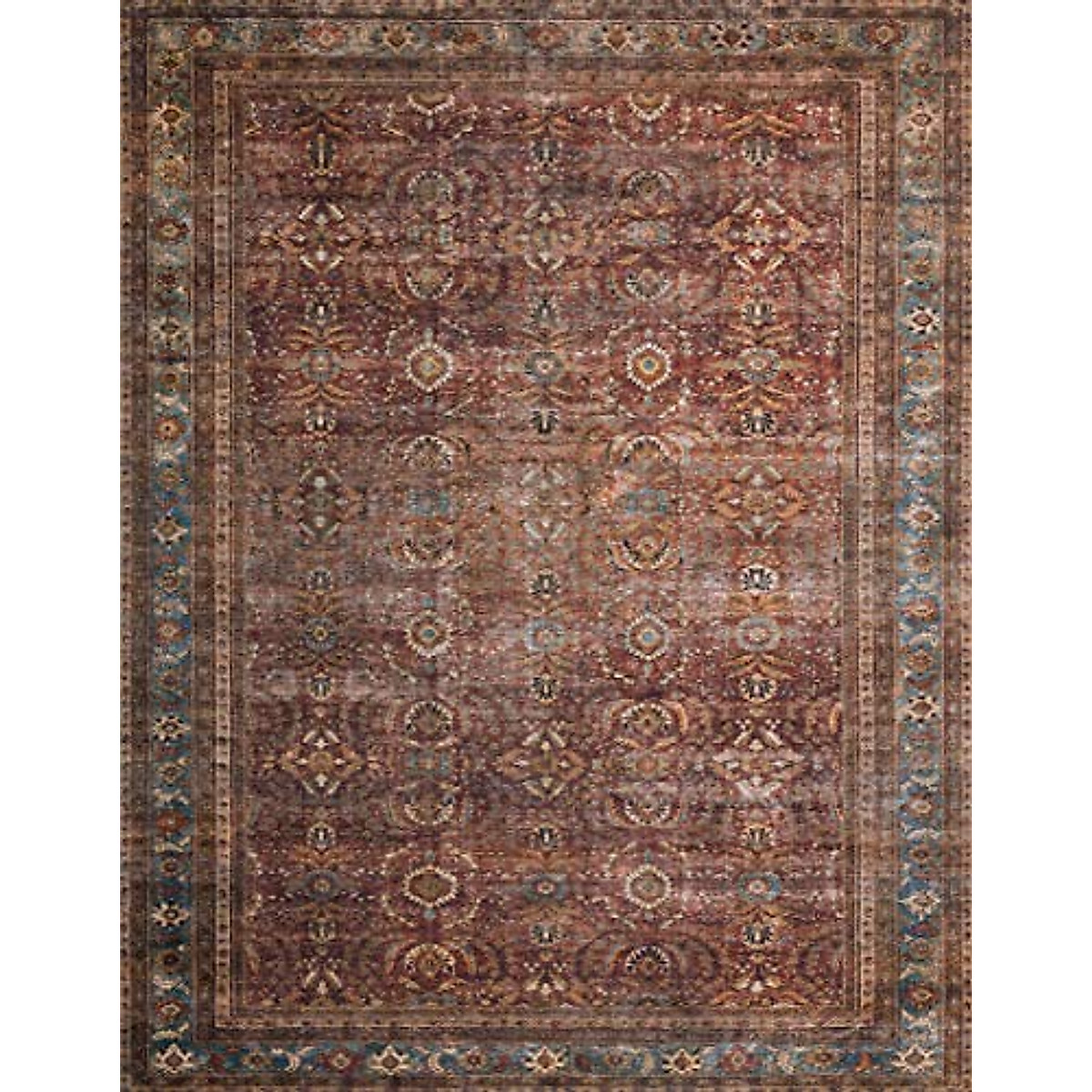 Loloi II Layla Collection LAY-01 Brick/Blue, Traditional 2'-3" x 3'-9" Accent Rug