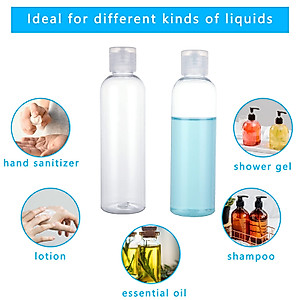 Acrux7 50 Pack 4 oz Plastic Squeeze Bottles with Flip Caps, Clear Refillable Lotion Bottles, Leak Proof Squirt Bottles, Empty Travel Squeeze Bottles for Lotions, Toiletries, Shampoo, Liquid, Creams