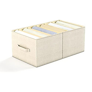 FIKLET Wardrobe Clothes Organizer, Wardrobe Clothes Organizer with Sturdy Handles (Beige 1)