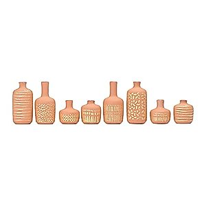 Main + Mesa Stoneware Vases with Gold Pattern, Set of 8