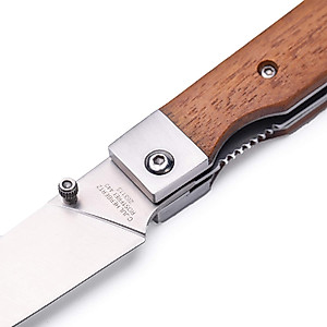 Herbertz Germany Extremely Sharp Pocket Folding Kitchen Chef Knife Paring Utility Knife Natural Rosewood 440 Stainless Steel Japanese Style
