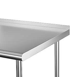 Chingoo Stainless Steel Table 24 x 30 Inches Metal Prep Table with Backsplash & Adjustable Undershelf, Stainless Table for Commercial Kitchen, Outdoor, Restaurant, Hotel & Garage