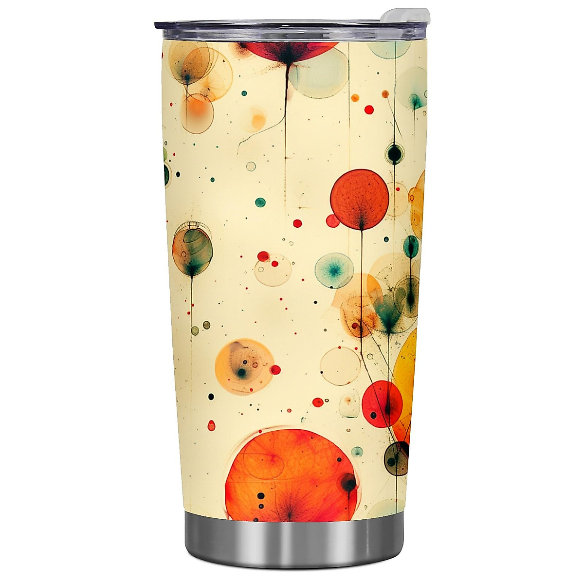 QWEUIOP 20oz Insulated Travel Coffee Mug Vintage Hand Drawn Polka Dots Stainless Steel Tumbler with Lid Double Wall Vacuum Coffee Cup For Hot and Cold Drinks14265