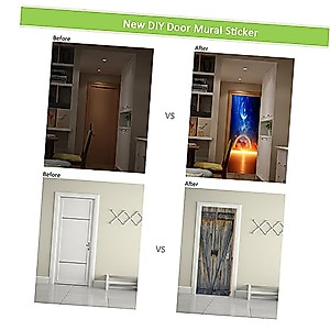 DOITOOL Waterproof Stickers Stickers 3D Stickers Wallpaper Mural Stickers 3D Wall Stickers Door Mural Door Wallpaper 3D Door Sticker Digital Door Decals