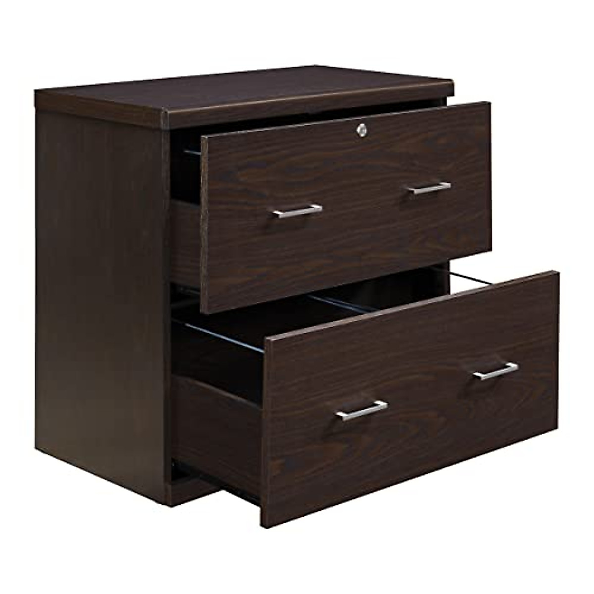 OSP Home Furnishings Alpine 2-Drawer File Cabinet with Locking Top Drawer and Lockdowel Fastening System, Lateral, Espresso