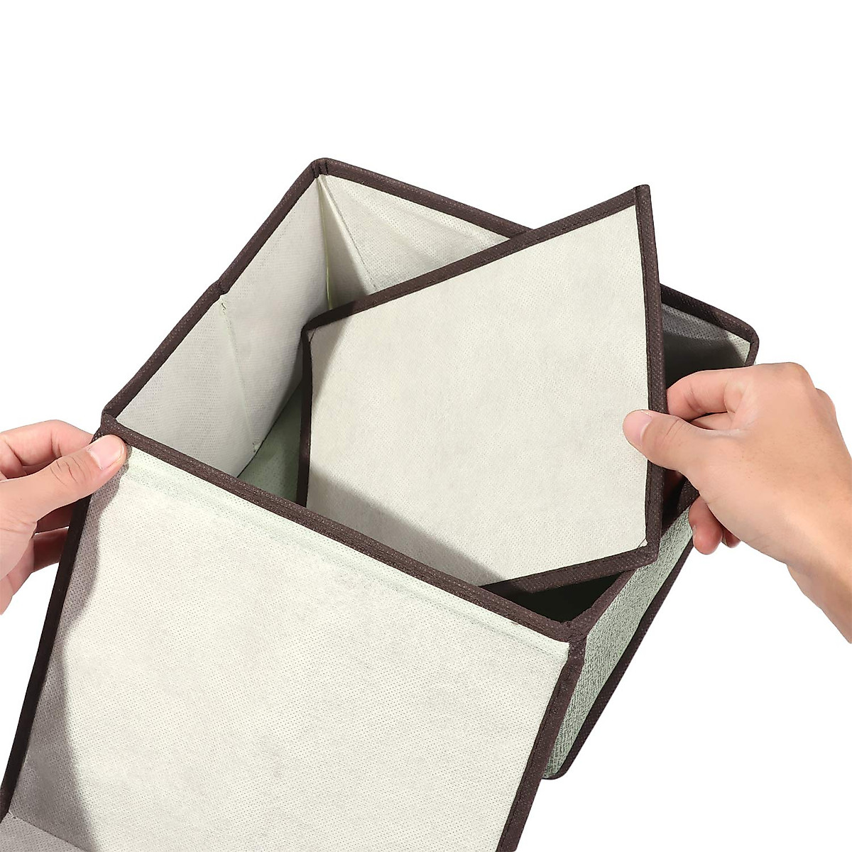 maxgoods Foldable Storage Bins with Lids and Handles, 4 Packs Cube Clothes Storage Bags Organizer Boxes for Closet Shelves Home Foldable Cloth Storage (Light Green, Small)