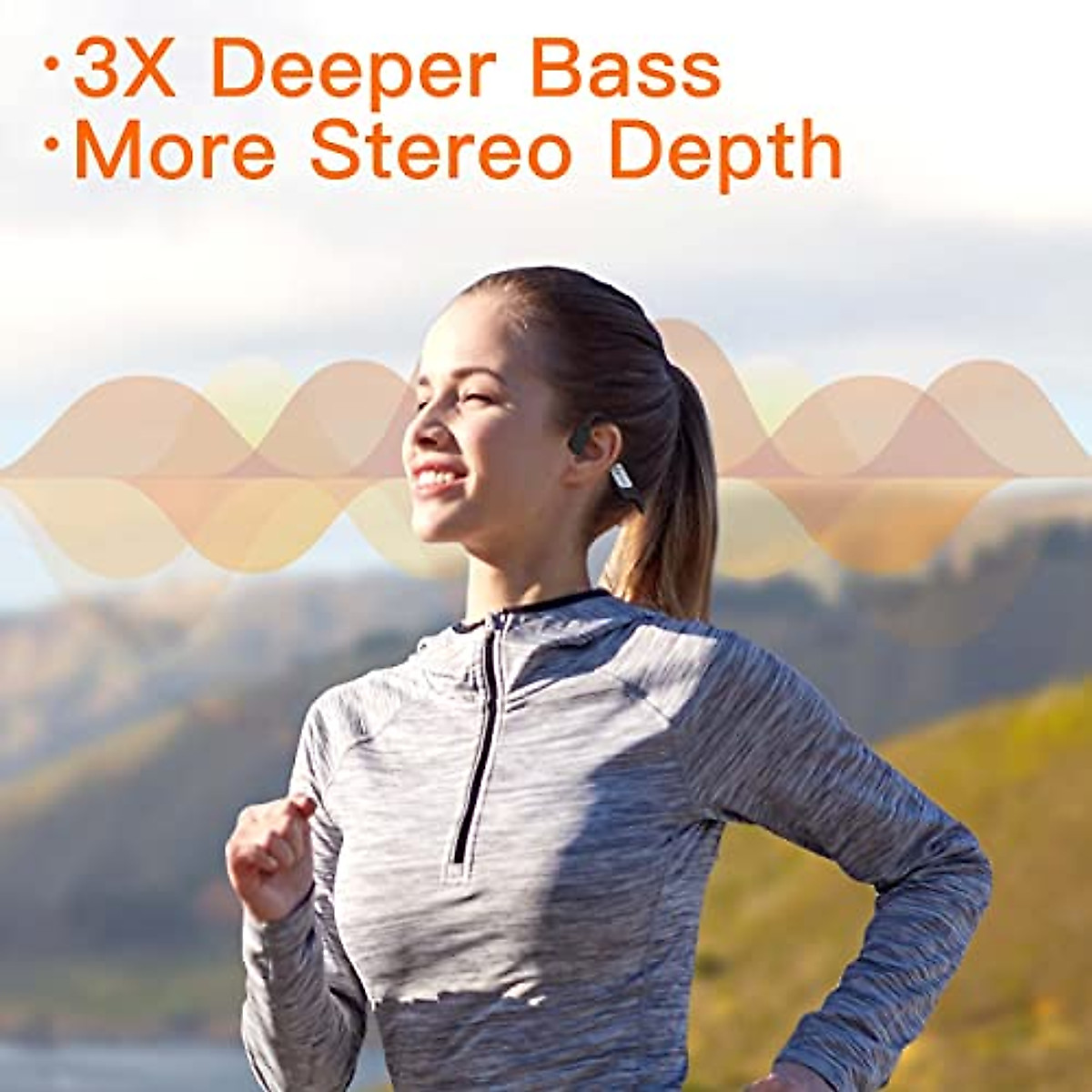 Mojawa Wireless Bone Conduction Headphones - Bluetooth Open-Ear Headphones w/Mic,Premium Sound Quality,34.5g, Noise Cancellation, 8h Long Battery Life, IP67 Waterproof, Headset for Running/Cycling