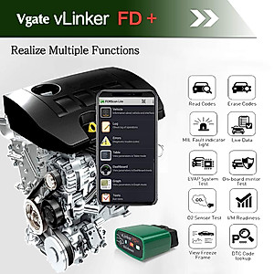 Vgate vLinker FD+ OBD2 Bluetooth Scan Tool, Diagnostic Code Reader for iOS, Android, and Windows - Made for FORScan