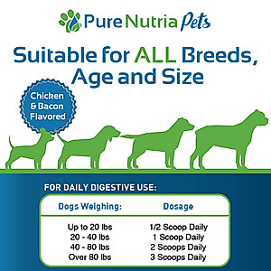 PureNutria Dog Probiotics Dog Supplements - for Dog Diarrhea, Upset Stomachs, Yeast, Gas, Dog Allergy and Dog Immune System Support - Made in USA - 12 Targeted Strains 5 Billion CFU - 120 Scoops