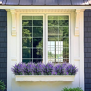 AKOMIC 12pcs Artificial Lavender Flowers Fake Plastic Outdoor Plants UV Resistant Shrubs for Indoor Outside Home Porch Garden Window Box Wedding Party Decoration