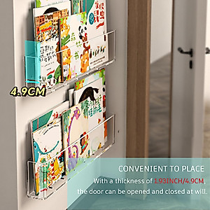 Bakidn Kids Bookshelf Wall Mounted Clear Floating Bookshelf 18" Book Display Vinyl Display, Record Holder, Magazine Rack, Picture Ledge Shelf for Bedroom, Toddler Room, Nursery,Classroom