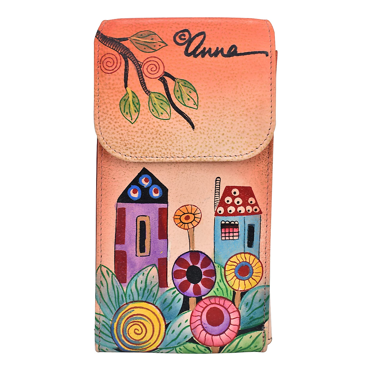 Anna by Anuschka Wallet Organizer Crossbody, Village of Dreams