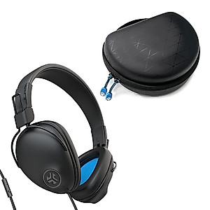 JLab Headphone Hard Travel Case Studio Pro Over-Ear Headphones, Wired Headphones, Tangle Free Cord, Black