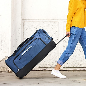 Pacific Gear Wheeled Rolling Duffel Bag, Durable Design, Telescoping Handle, Multiple Compartments, Tie-Down Capabilities, 30 Inch