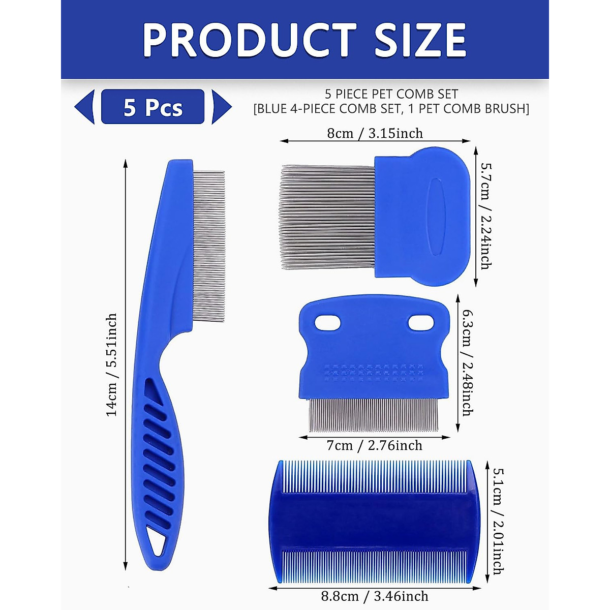 4 Pack Cat Dog Flea Comb, Stainless Steel Pet Comb For Dogs Cats Effective Against Fleas & Lice Professional Flea Comb For Dog & Cat