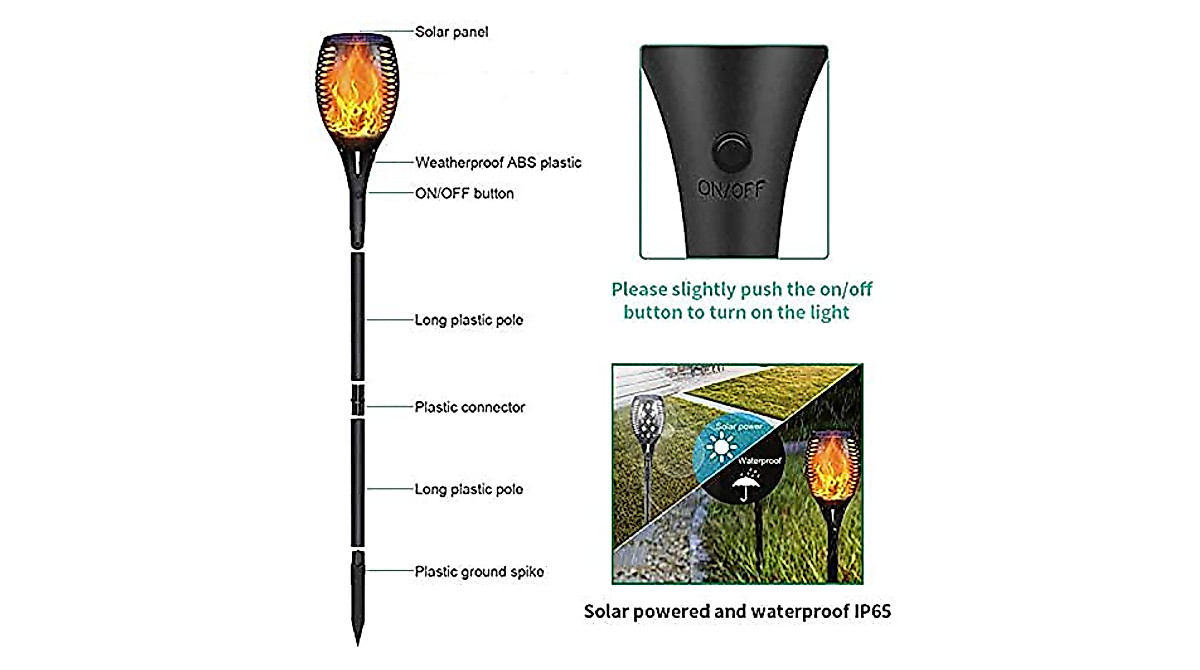 YoungPower Solar Torch Lights - Waterproof Flickering Flame Decor