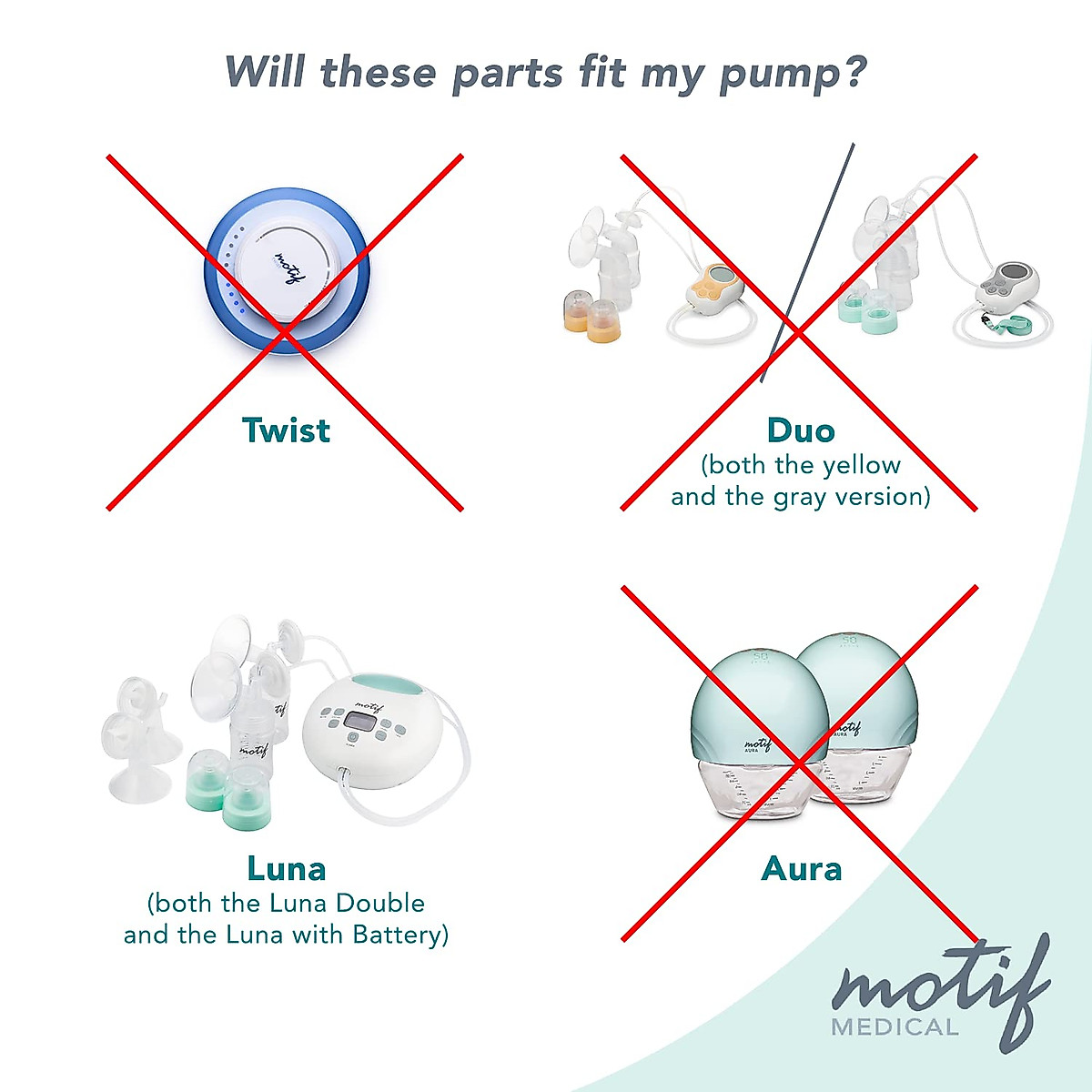 Motif Medical Slow-Flow Baby Bottle Nipples for Luna