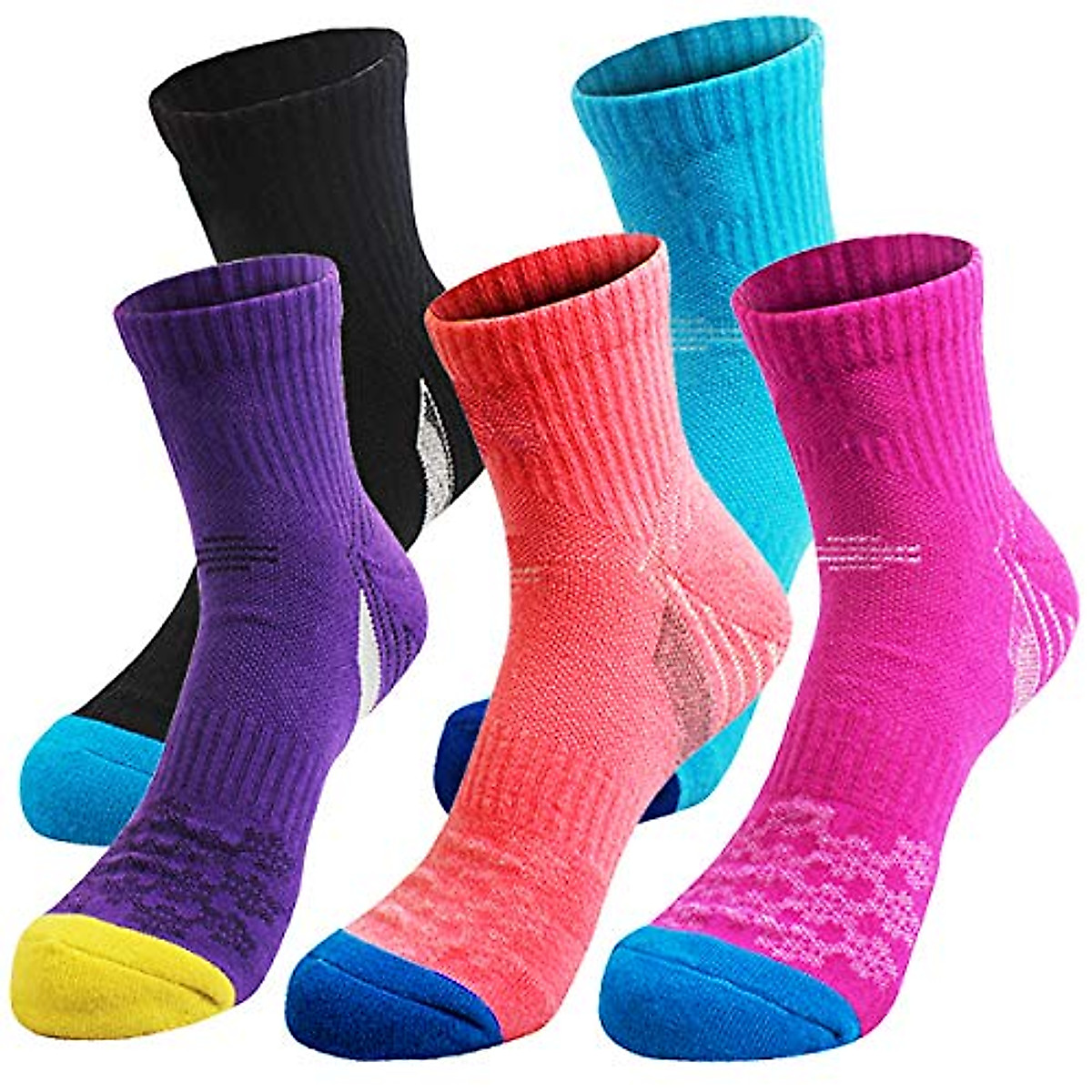 Veatree 5 Pairs Women Cushioned Moisture Wicking Socks for Hiking Trekking Running Camping Outdoor