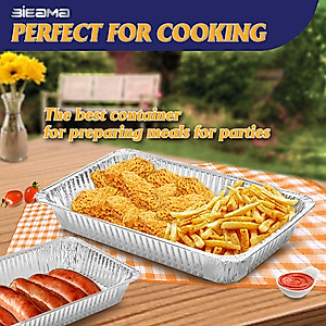 BIEAMA 30 Pack Aluminum Pans 9x13 Foil Pans Half Size Disposable Foil Pans Tin Tray for Baking, Cooking, Heating, Prepping Food