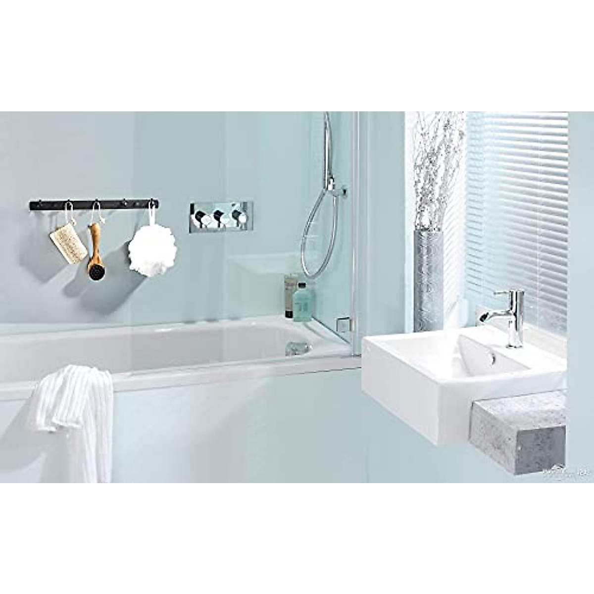 GemXuen Coat Rack for Hanging Coats Hats Towel Robes Bags,Heavy Duty Wall Hook for Entryway Bathroom Kitchen Office, Stainless Steel Out Door Coat Hook Black 5-Hooks