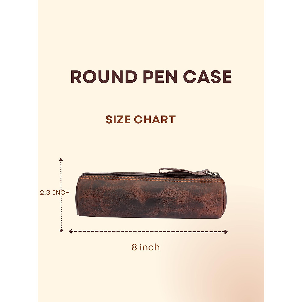 CestAntiQ Leather Pencil Case - Full Grain Leather Zippered Pen Pouch - Premium Stationery Bag & Pen Holder for Work, Office & Travel - Handmade Durable Executive Leather Pencil Organizer - Brown