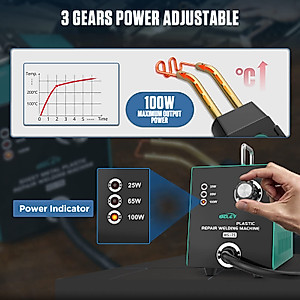 Plastic Welder Kit Hot Stapler - BELEY Adjustable 25W 65W 100W Plastic Repair Welding Machine, 110V Car Bumper Plastic Fixing Tool with 600pcs Staples