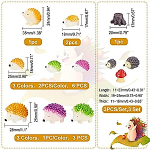 SUPERFINDINGS 22Pcs Hedgehog Shape Resin Animal Model Ornaments Miniature Fairy Garden Accessories 25x18mm Hedgehog Mushroom Set Miniature Figurines for Fleshy Bonsai Outdoor Garden Decoration