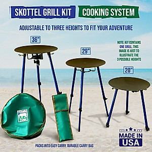 TEMBOTUSK The Original Skottle grill cooking system kit based on the South African braai pan or cowboy wok skillet style cooker, all packs in one carry bag.