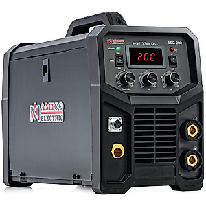 AmicoElectric MIG-200, 200 Amp MIGMAGFlux-coredLift-TIGStick Arc DC Inverter Welder, 110230V Dual Voltage Welding, Compatible Spool Gun: SPG15250, Grey, Full Size