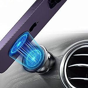 pop-tech Ball Magnetic Car Phone Holder, Universal All-Metal Magnet Car Mount for Cell Phone Dashboard GPS with 4 Metal Plates & Mini Size& 360° Rotation for iPhone, Tablet, Socket Grip,Mobile Device
