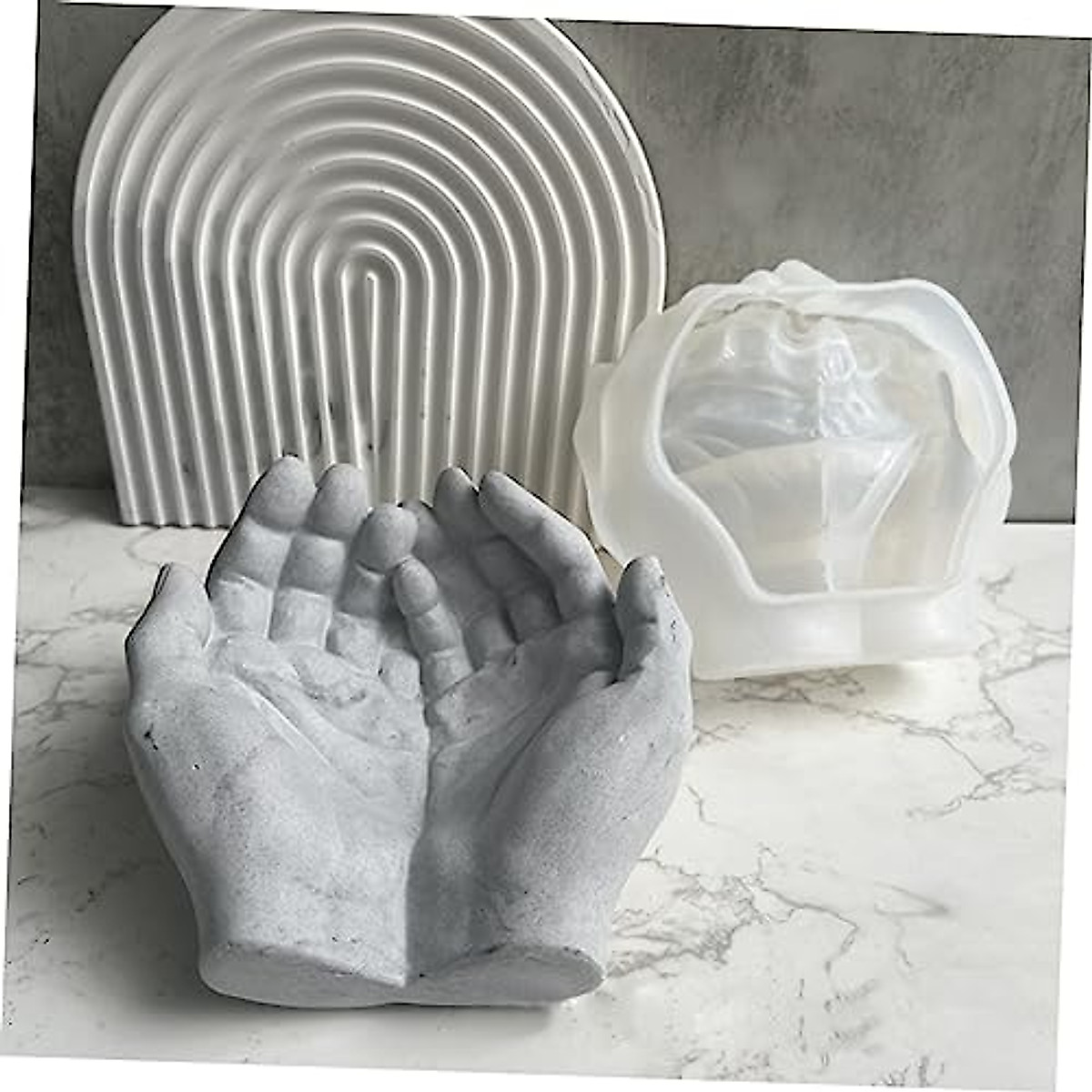 COHEALI Silicone Makeup Brush Ashtray Mold Concrete Epoxy Silica Gel DIY Tray Mold DIY Pot Mold Silicone Hand Shaped Mold Hand Model Epoxy Resin The Dish Manual Bracket DIY Epoxy Mold
