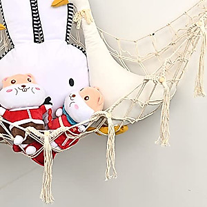 ASunine Stuffed Animal Hammock Large, Stuffed Animal Toy Hammock Net Hanging, Corner Hanging Netting Storage Organizer for Stuffed Animal Toy(White)